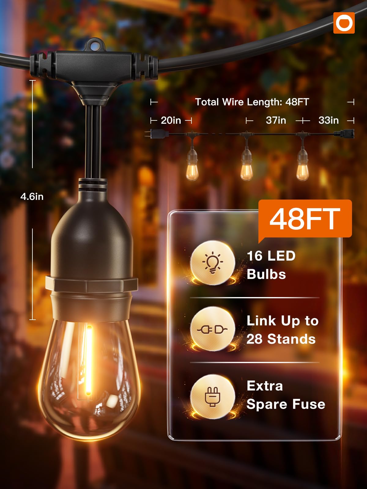 Mua addlon LED Outdoor String Lights 48FT with Edison Vintage ...