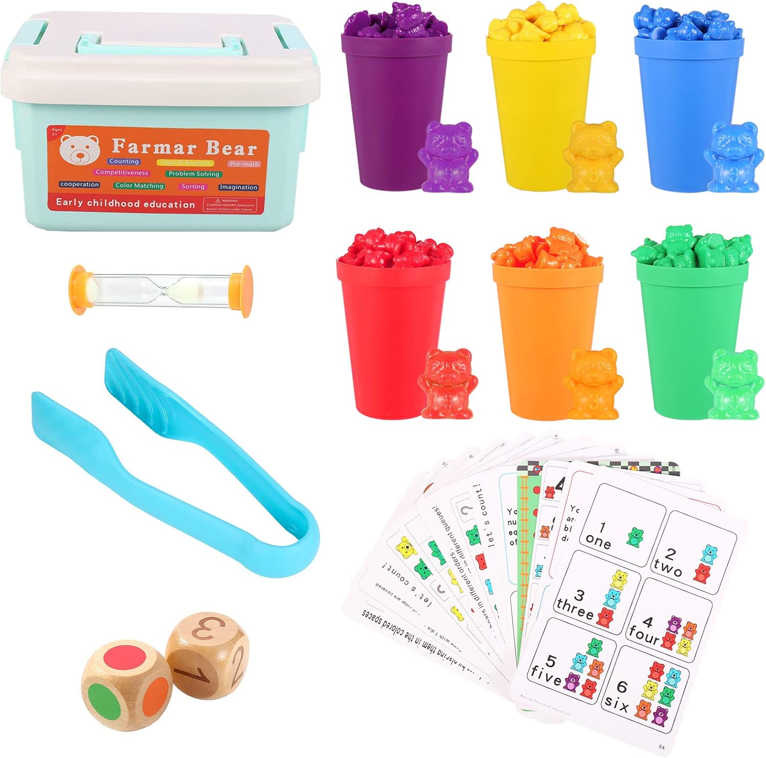 metagio Rainbow Counting Bears Set, 99pcs Colorful Counting Bears with ...