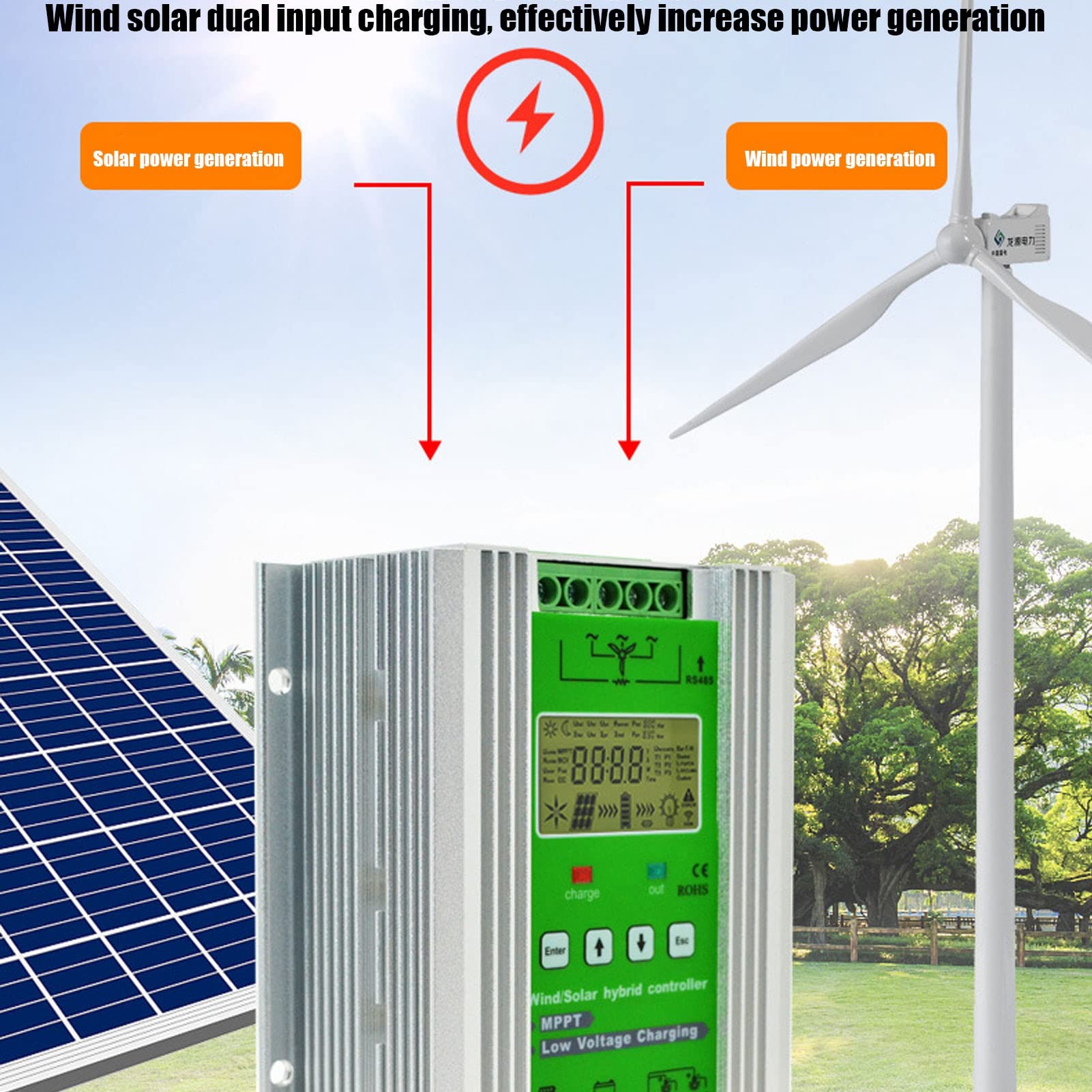 Mua 400W Wind Solar Hybrid Charge Controller, 12V/24V MPPT Boost Charge Regulator with LCD ...
