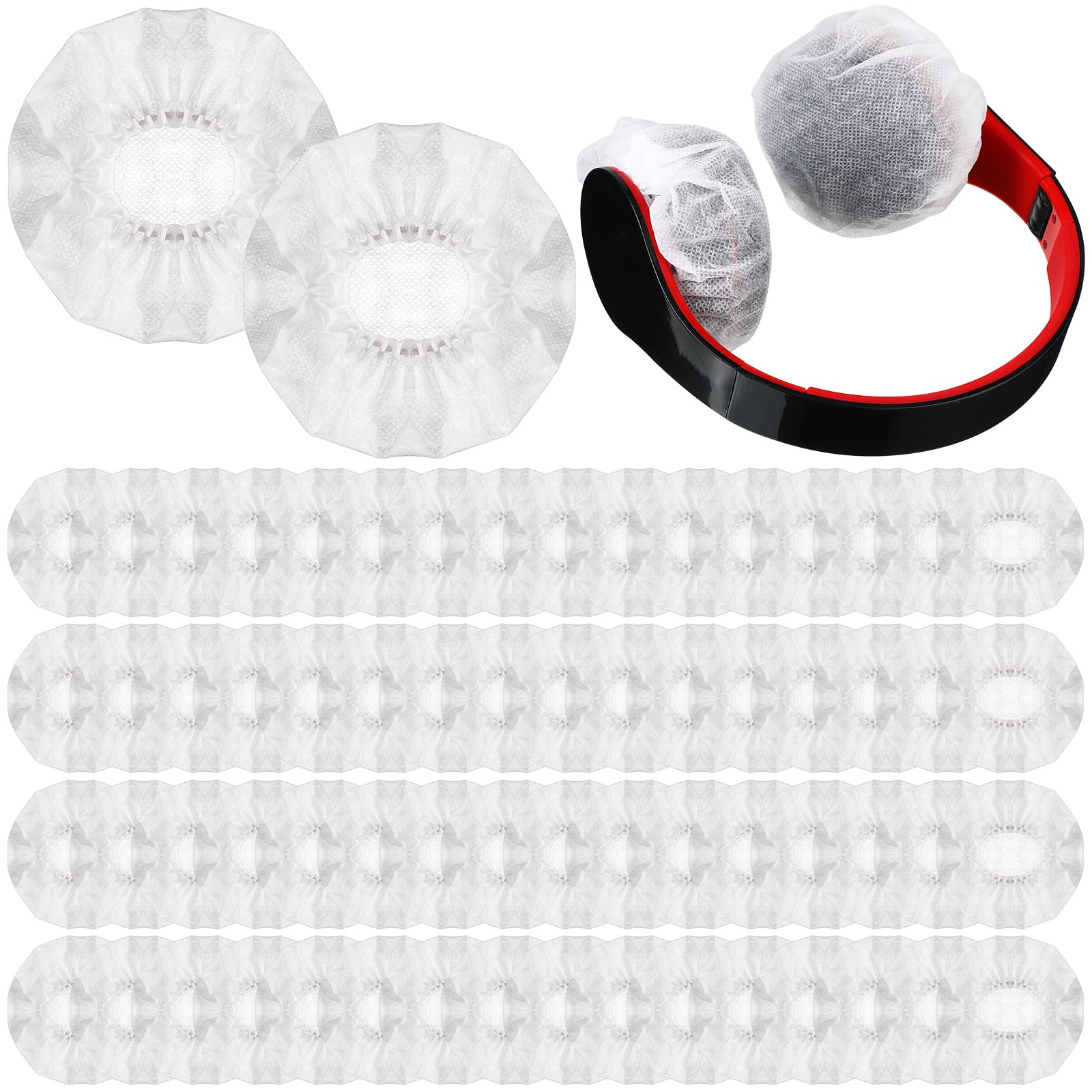 Hoteam 500 Pieces White Disposable Headphone Ear Covers Bulk Non-Woven ...