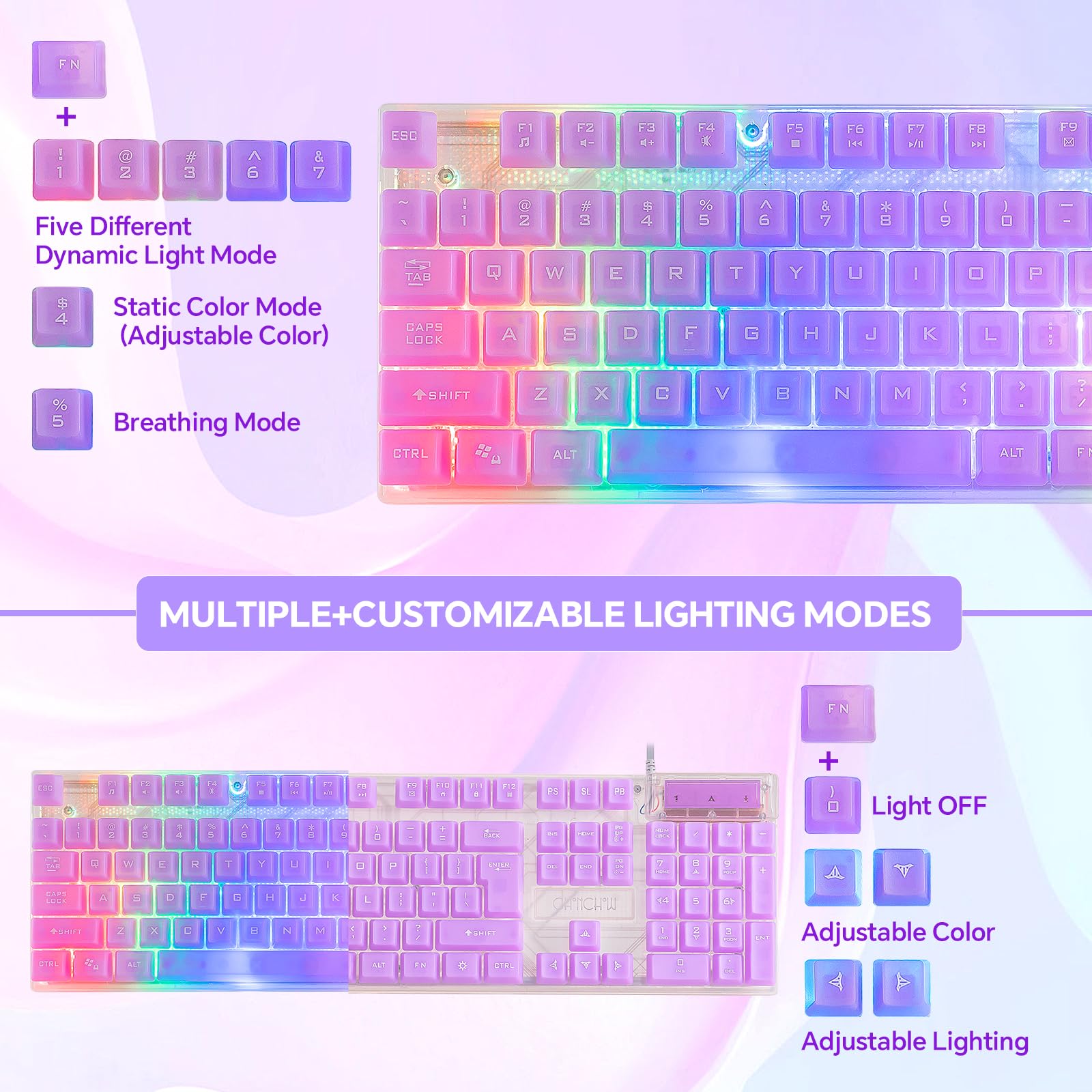 Mua CHONCHOW RGB Gaming Keyboard and Mouse Combo,USB Wired Custom Clear ...