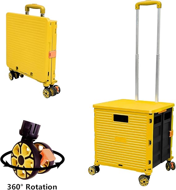 Foldable Shopping Trolley Box on Wheels with Lid Wear-Resistant ...