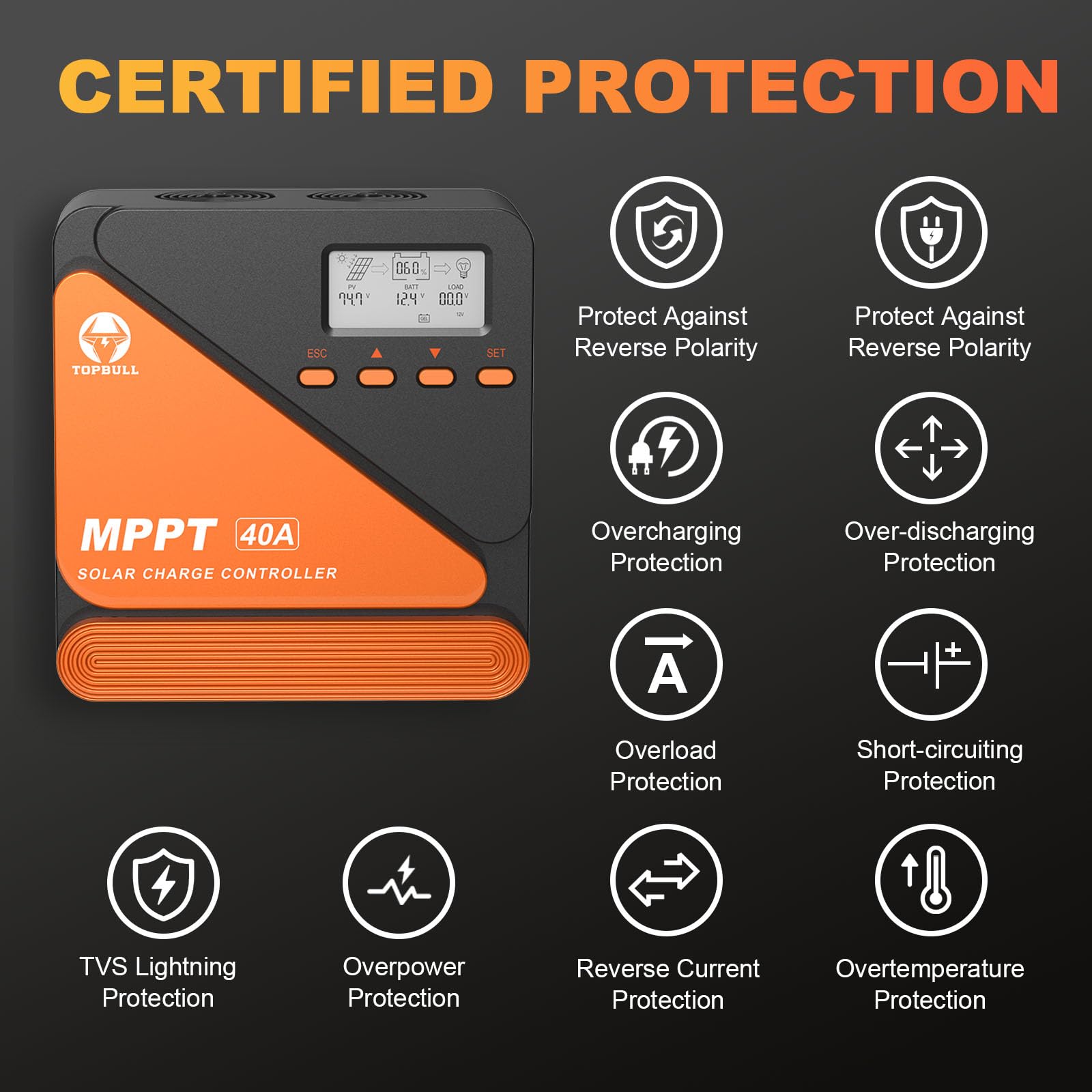 Mua TOPBULL MPPT Solar Charge Controller 40A 12V 24V Battery System Auto DC Input Parameter ...