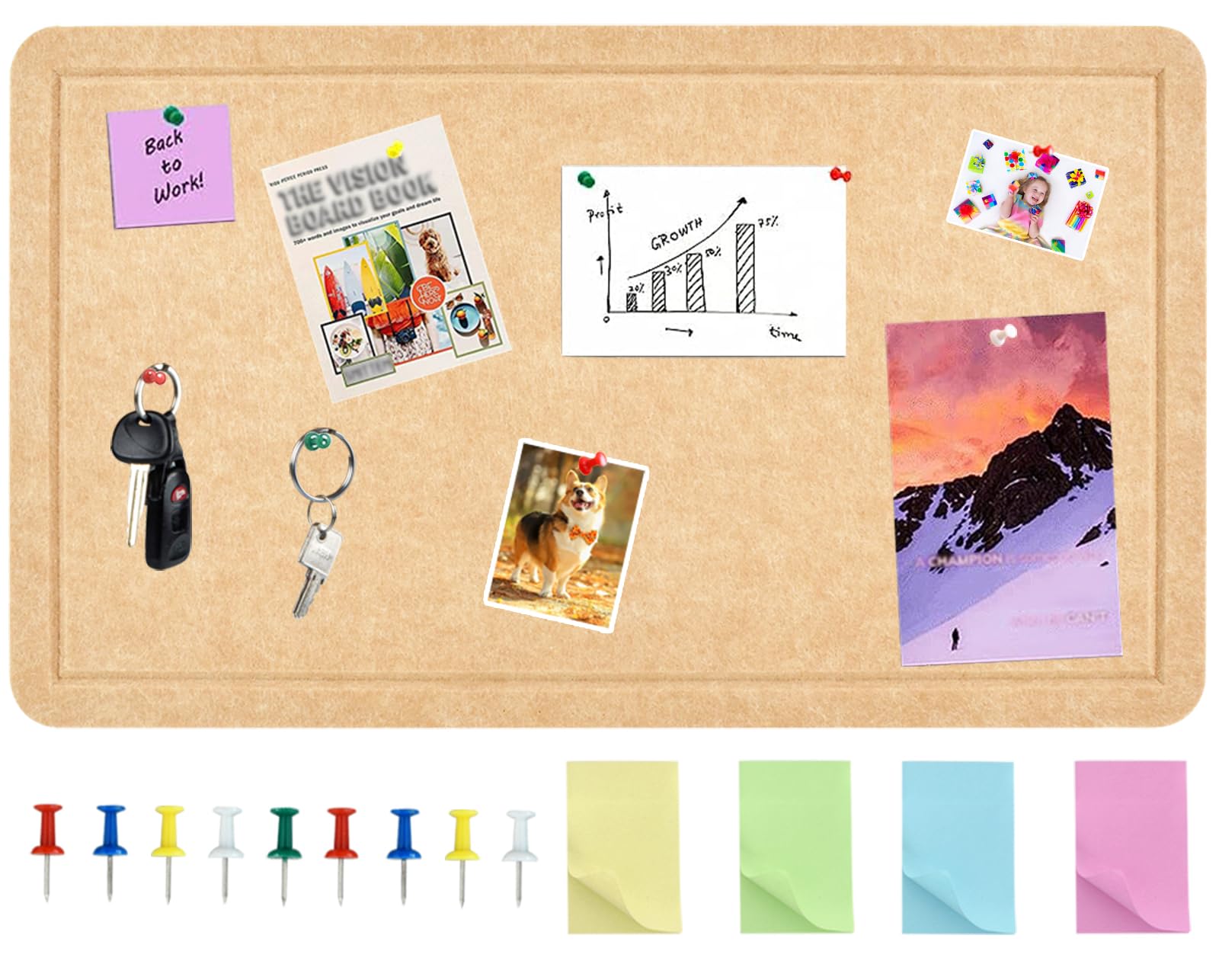 Mua Wood Brown 28"x16" Large Cork Board with 50 Push Pins & Sticky ...