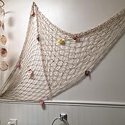 Amazon.com: Natural Fishing Net Decor with Shells 79 Inch Beach Theme ...