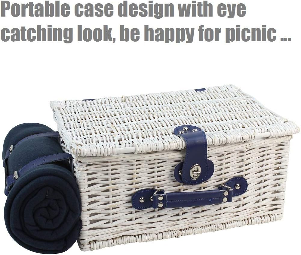 INNO STAGE Willow Picnic Basket for 2 Persons, Wicker Hamper Set with ...