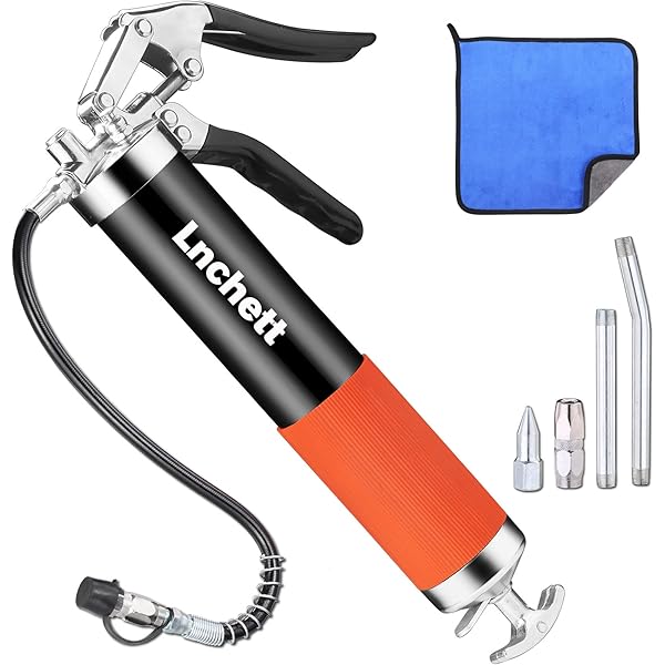 REXBETI Grease Gun, Orange Pistol Grip Grease Gun Set With, 58% OFF
