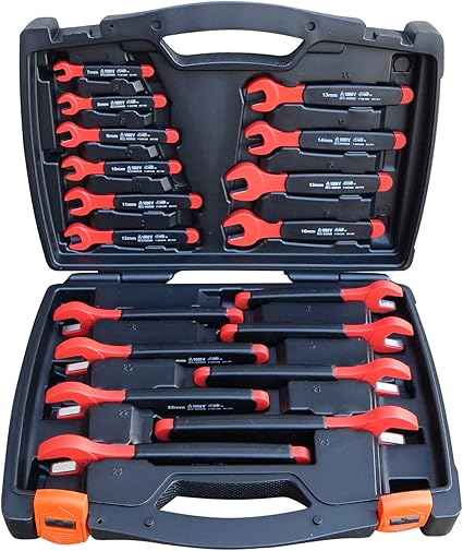 Insulated Open End Spanner Set 1000V 18 Piece Metric Wrench Kit 7mm ...