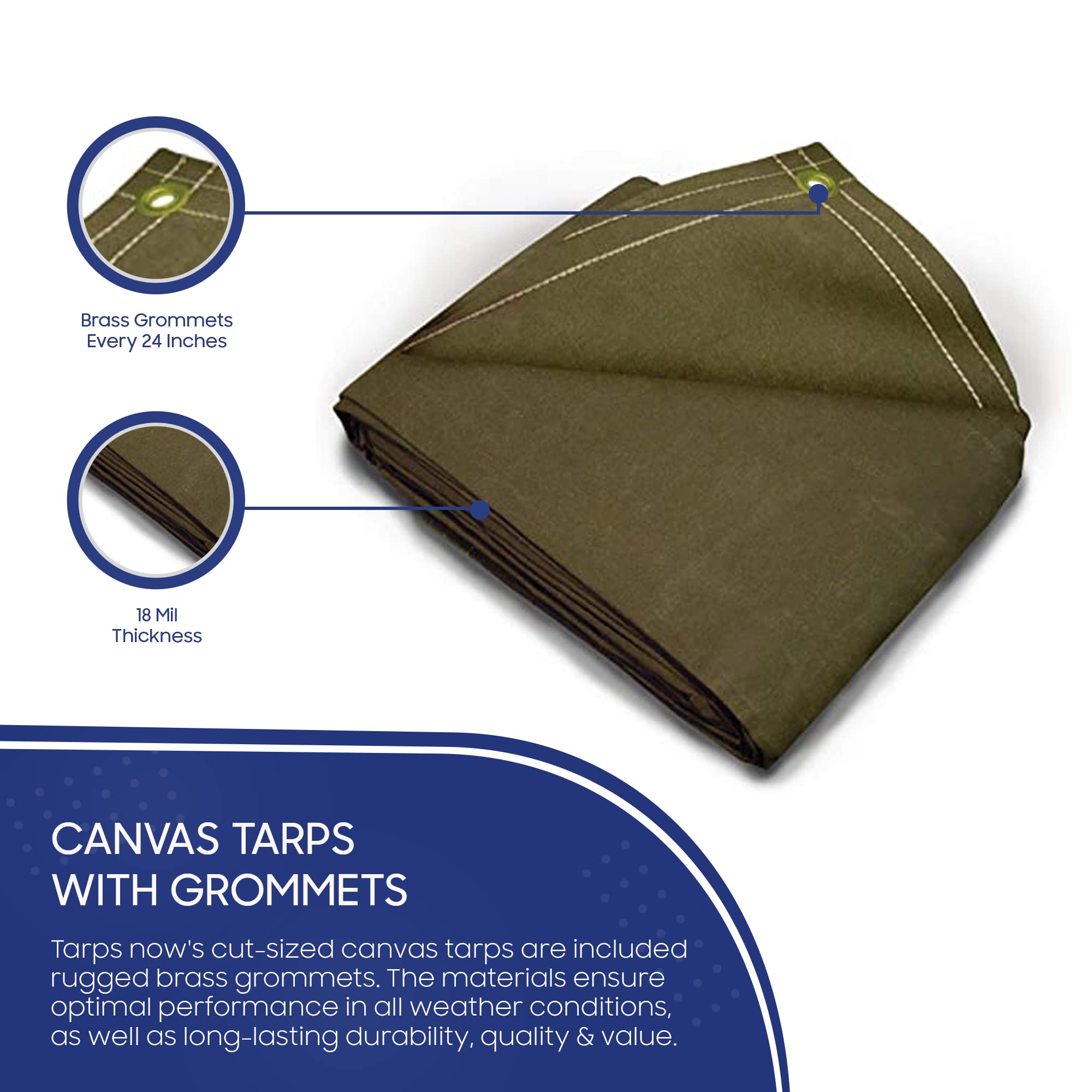 Mua Tarps Now 7x9 ft Heavy Duty Canvas Tarp | 20 MIL Commercial Grade ...