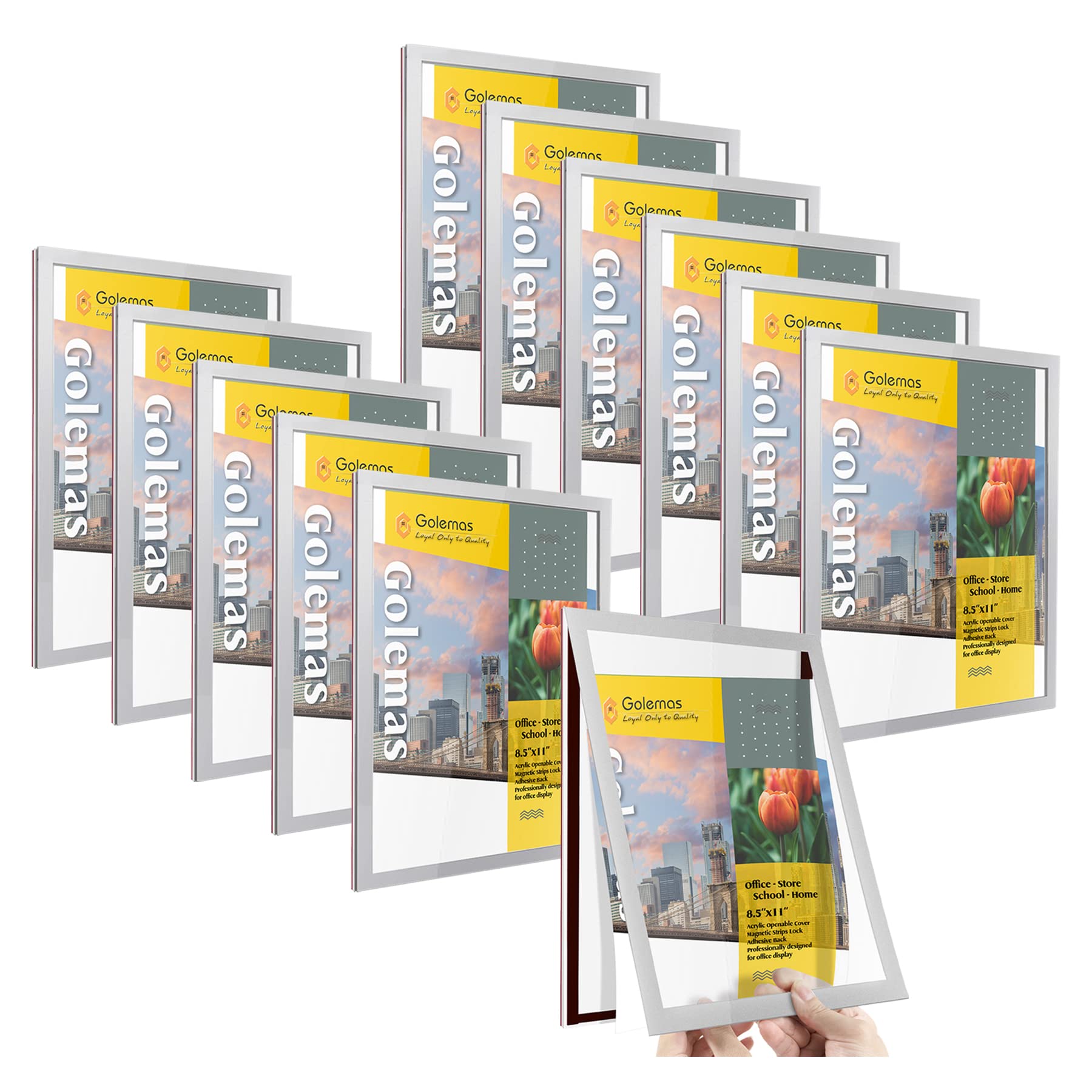 Golemas Acrylic Magnetic Sign Holder, Easy-Opening 8.5 x 11 Wall Mount ...