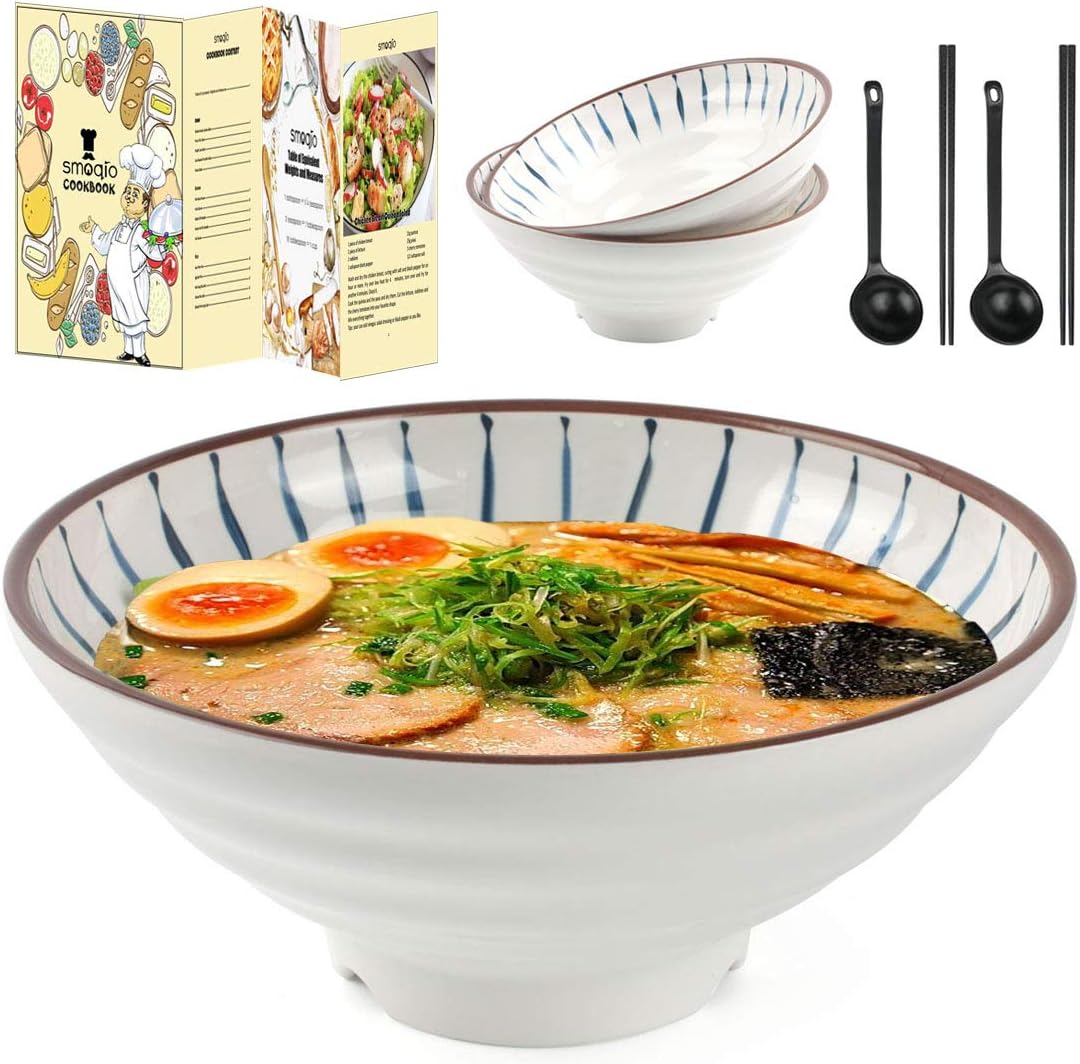 Amazon.com: SMOQIO Ramen Bowl, 6pcs (5A Melamine) Ramen Bowls and ...