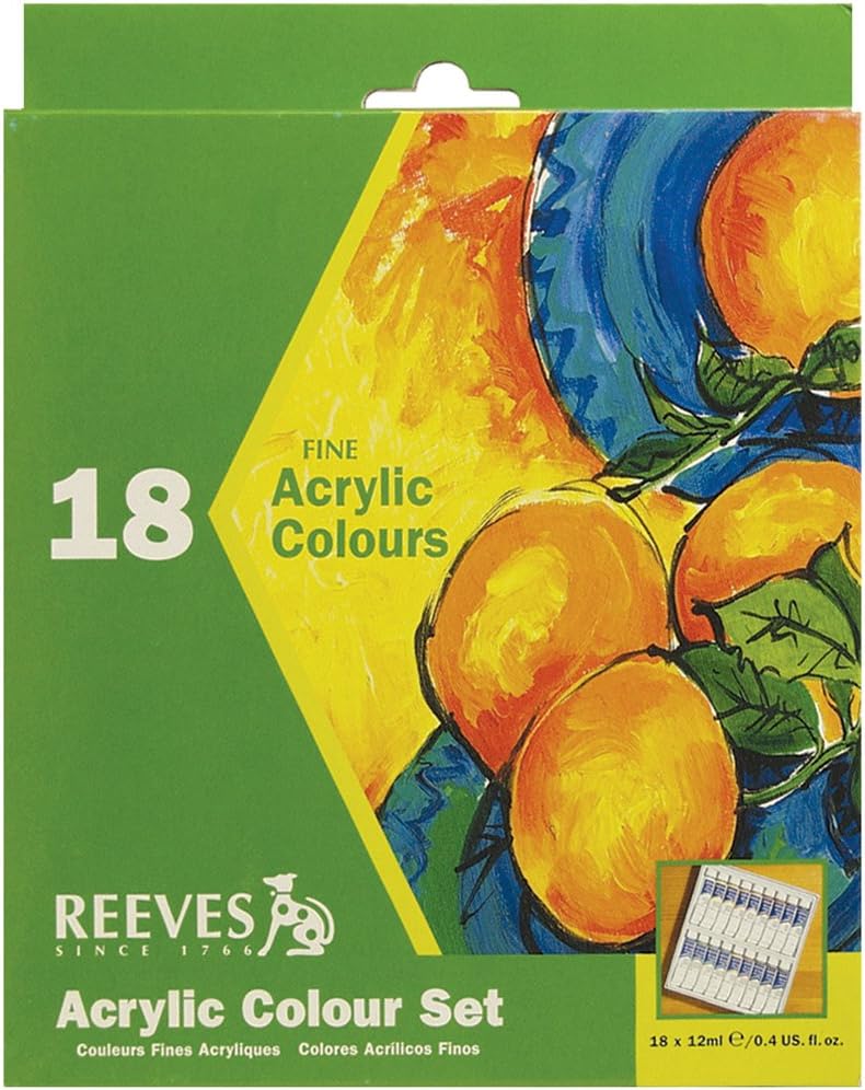 Amazon.com: Reeves Assorted 12-Milliliter Acrylic Paints, 18-Pack