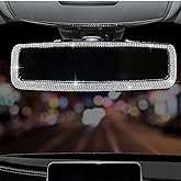 Amazon.com: BlingSHD Bling Rhinestone Car Rear View Mirror,Car Rear ...