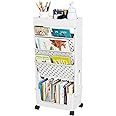 Amazon.com: yeavs 5-Tier Mobile Bookshelf, Rolling Bookcase Book ...