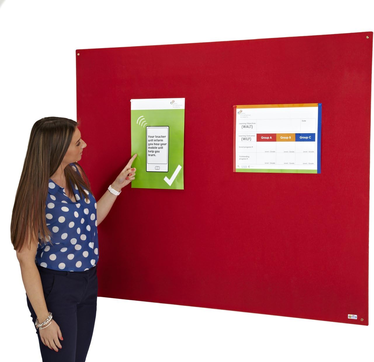 Unframed Fire Retardant Red Felt Noticeboard Office Schools – 900mm x ...