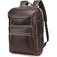 Amazon.com: LANNSYNE Full Grain Leather Backpack For Men, 17" Laptop ...