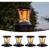 Dynaming 4 Pack Solar Flame Post Lights Outdoor, Solar Powered Lamps ...