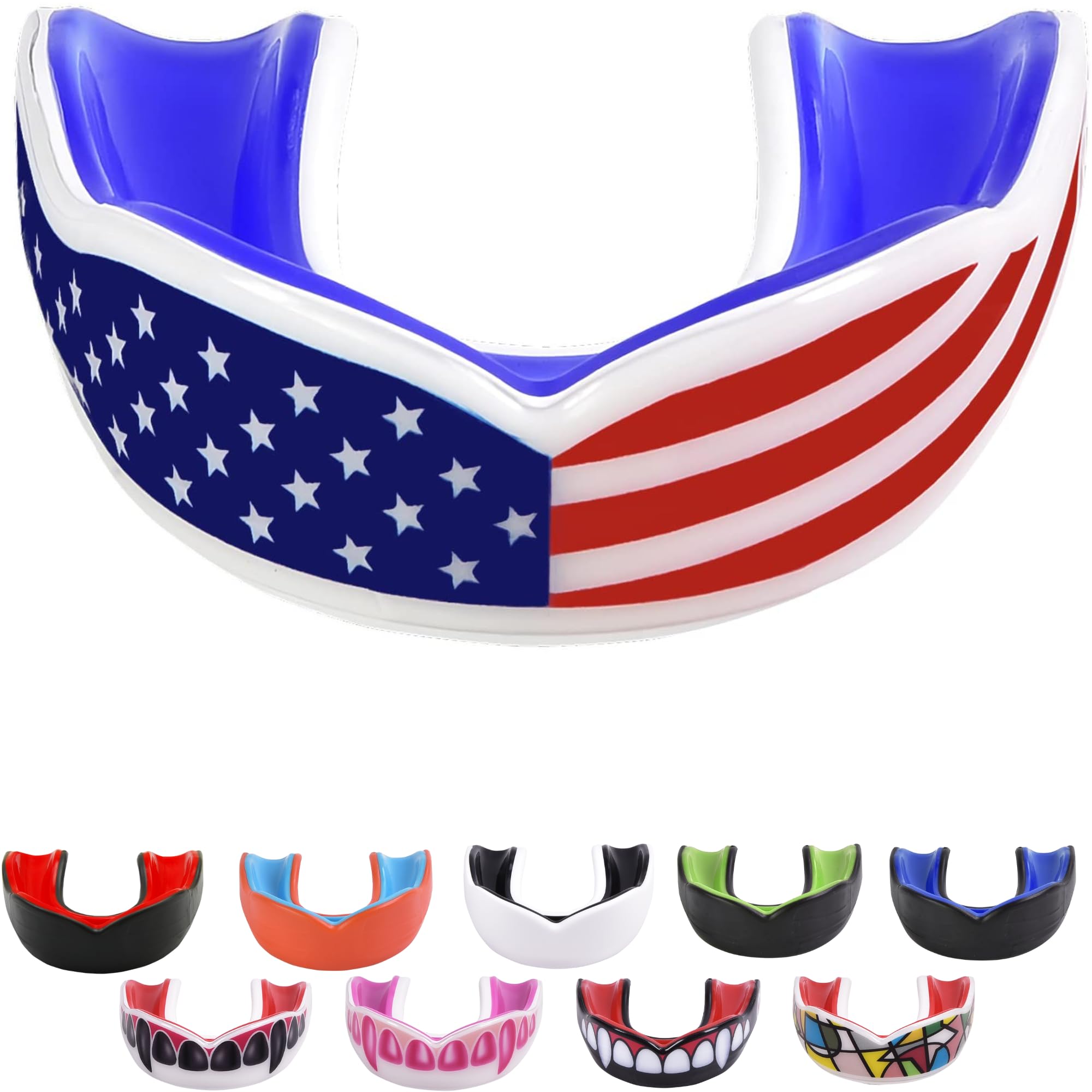 Mua Adult Sports Mouth Guard (USA Flag & Fangs & 15 Best Colors to ...