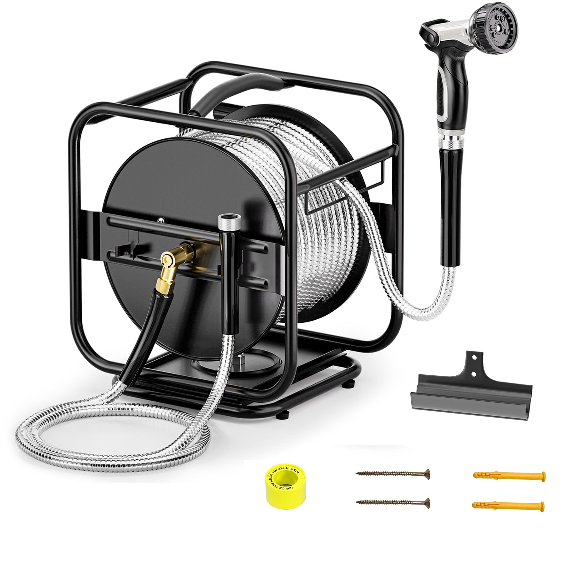 SPECILITE Heavy Duty Metal Garden Hose Reel With 100 Ft 304 Stainless ...