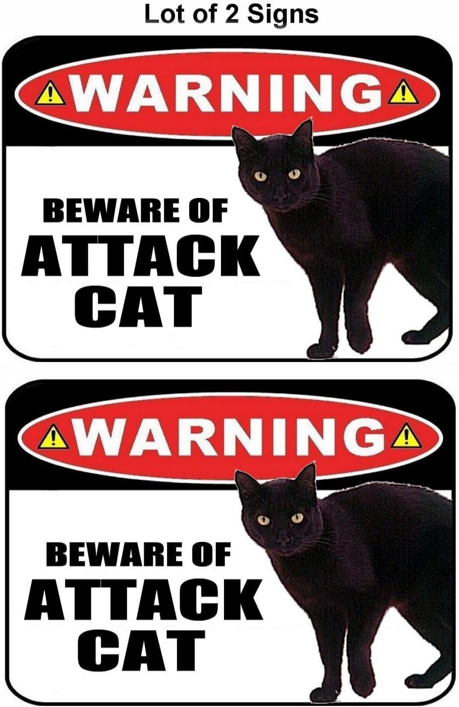 Amazon.com : 2 Count "Warning Beware of Attack Cat" 11 inch by 9.5 inch ...