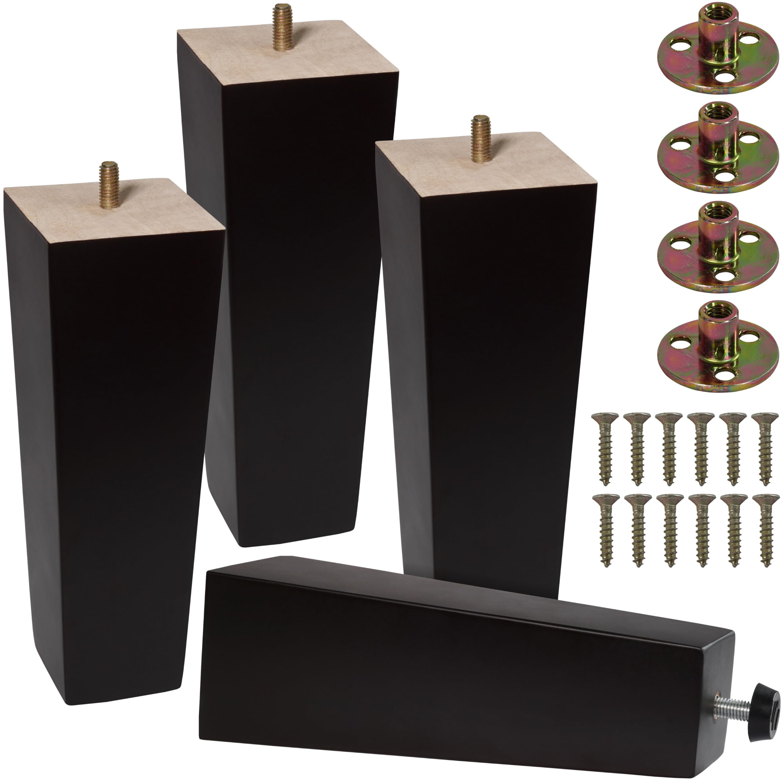 CODIN (5 Sizes: 3"-4"-5"-6"-8" Set of 4 Wood Furniture Legs - Square ...