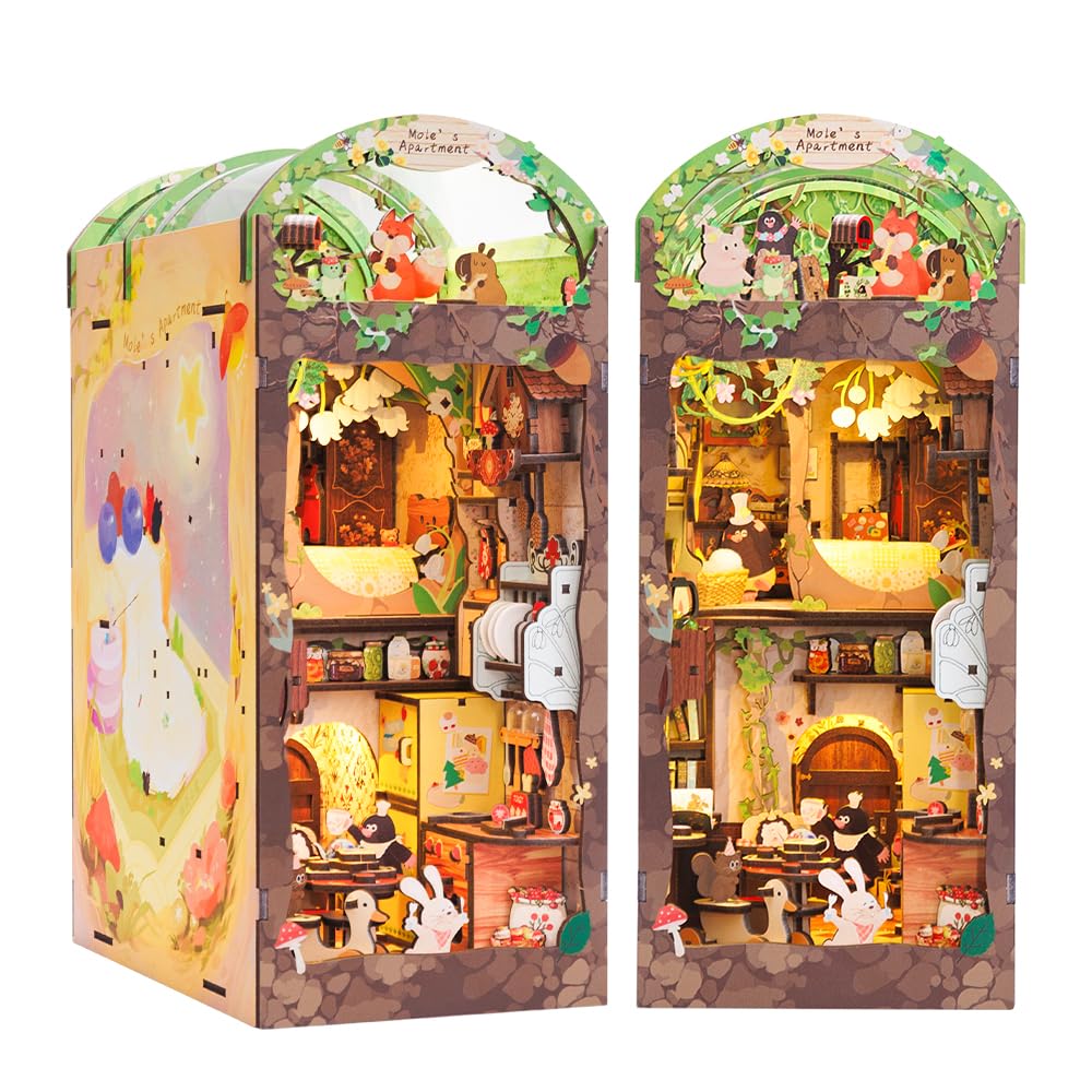 CUTEBEE Book Nook Kit, DIY Booknook Miniature House Tiny House 3D Wooden Puzzle Dollhouse Kit ...