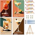 Amazon.com: 4 Pack Paint by Numbers with Frame-Wooden Easel,Cocktail ...