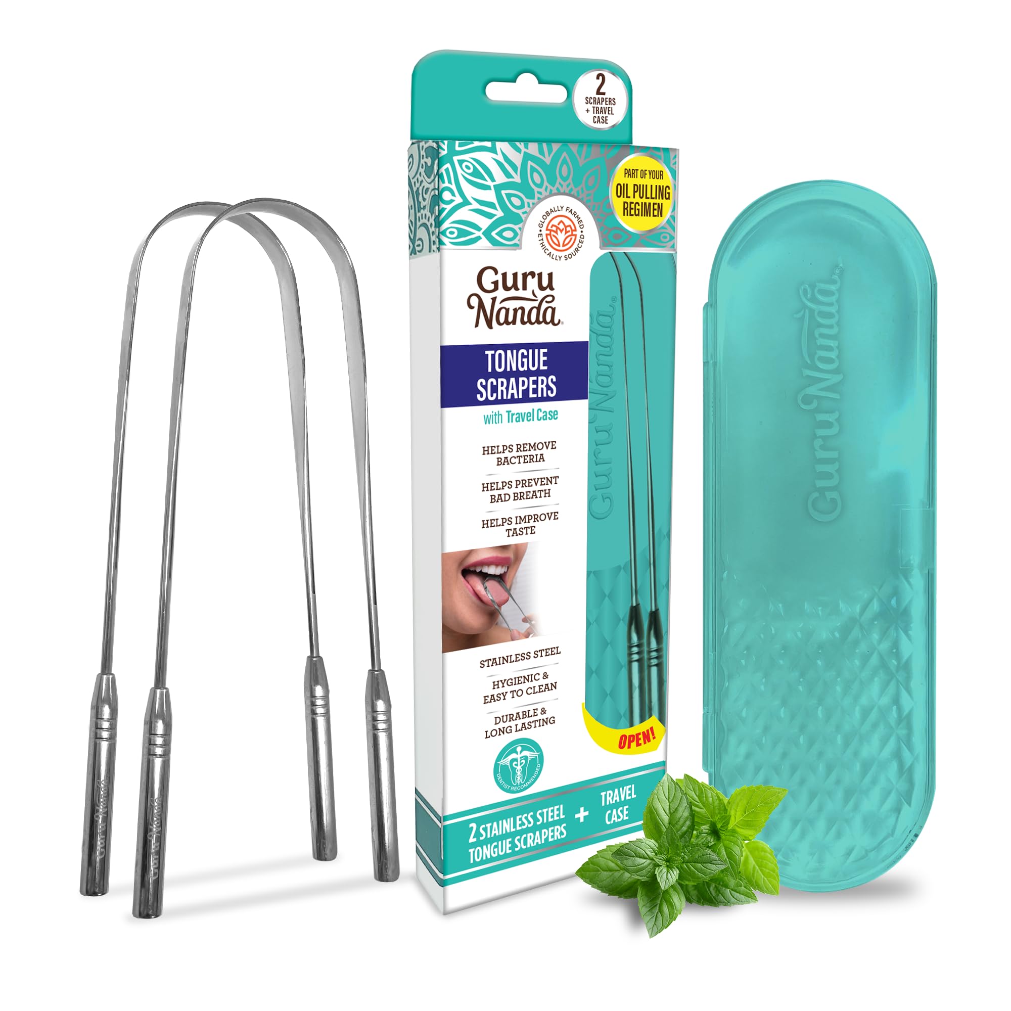Mua GuruNanda Tongue Scraper for Adults (2-Pack) with Travel Case, 420 ...