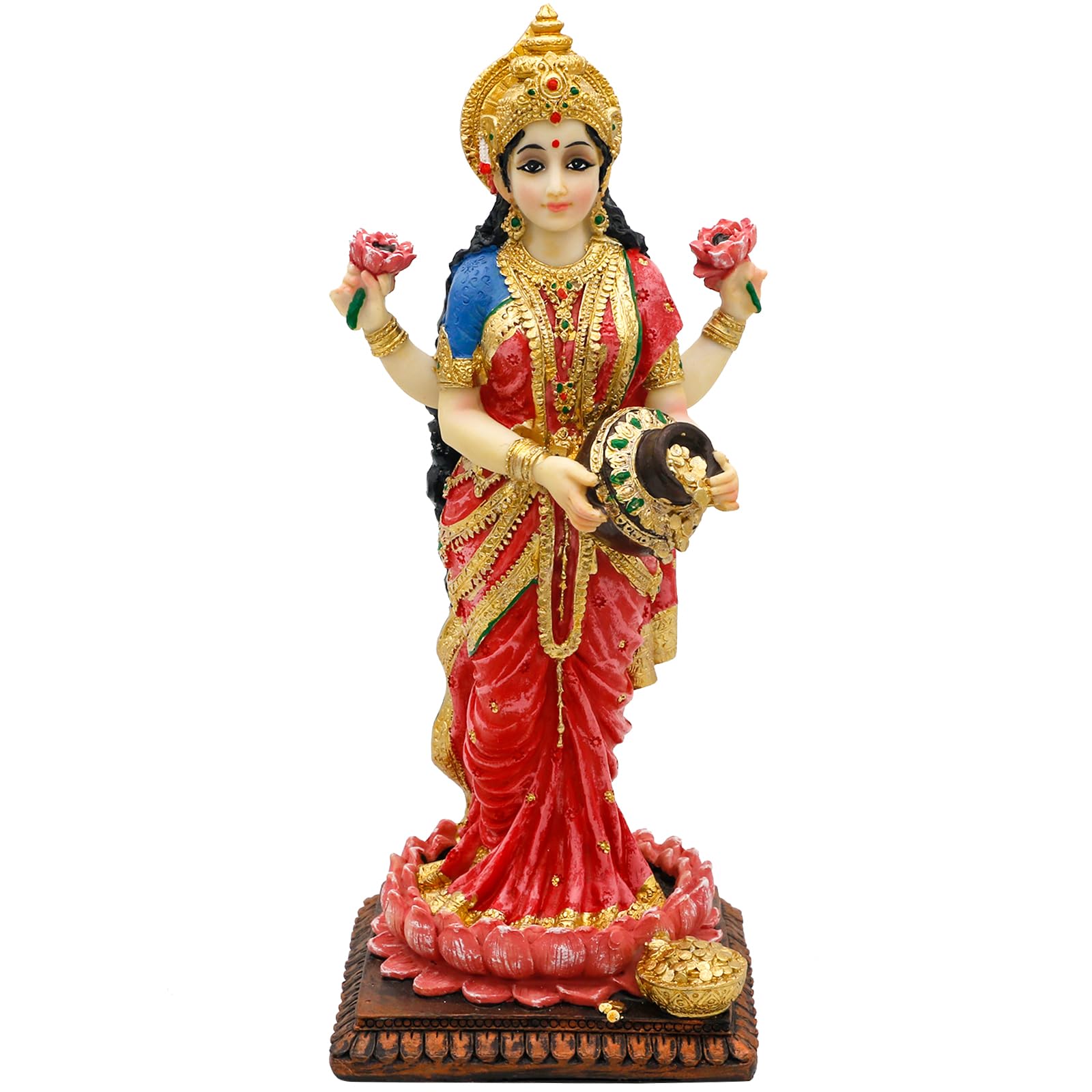 alikiki Standing Lakshmi Idol Statue - 8.3”H Hindu Goddess Laxmi MATA ...