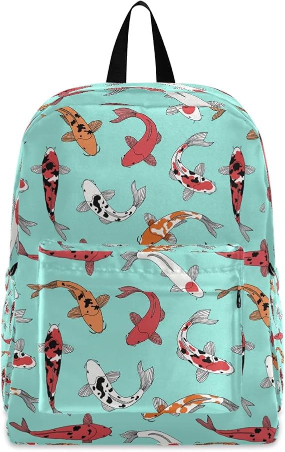 Cute Gift Japanese Koi Fish Backpack Bookbag for Boys Girls Travel ...