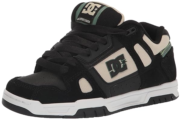 DC Men's Stag Low Top Skate Shoe, TAN/Green, 9.5 (Color: Tan/Green ...