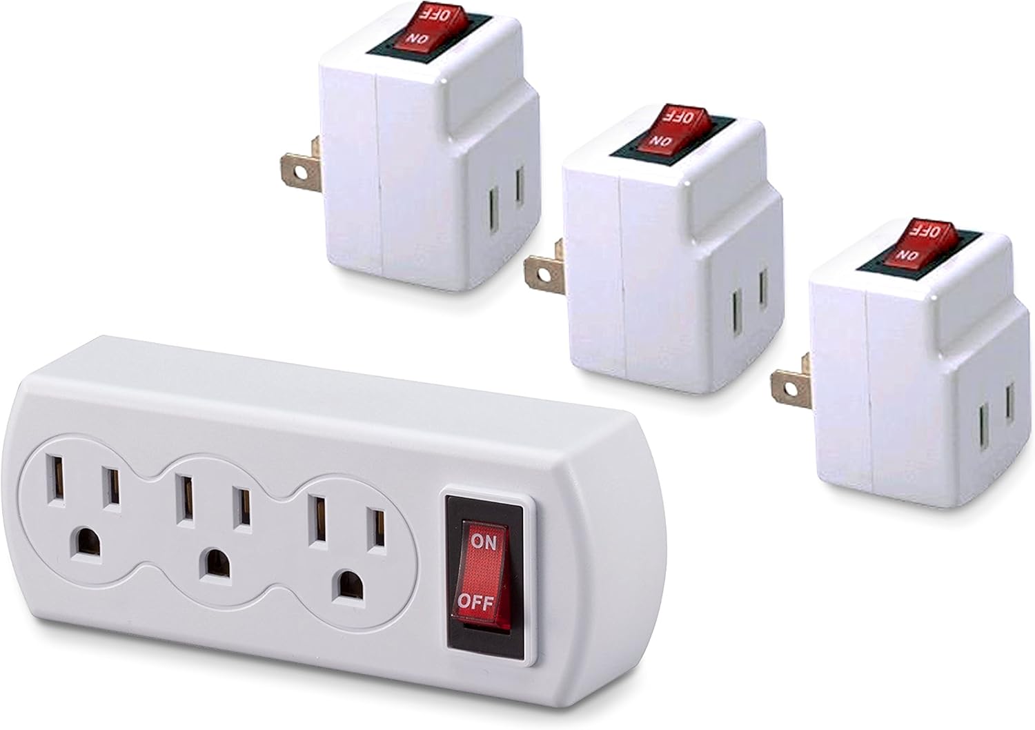 Triple Plug Outlet Adapter with On/Off Switch Energy Saving - Plus 3 ...