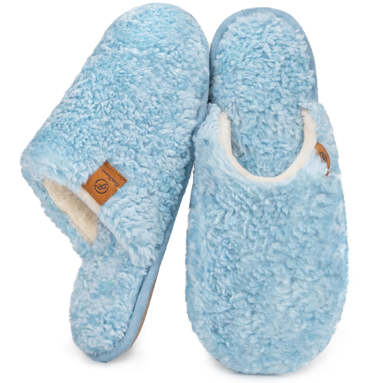 EverFoams Women's Fuzzy Slip-on Slippers Warm Cozy Soft Lightweight Memory Foam Indoor House ...