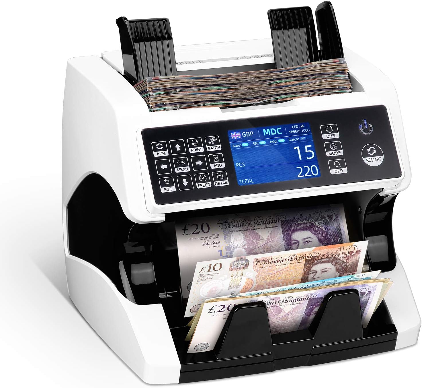 MUNBYN Money Counter Machine Mixed Denomination Banknote Bill Counter ...