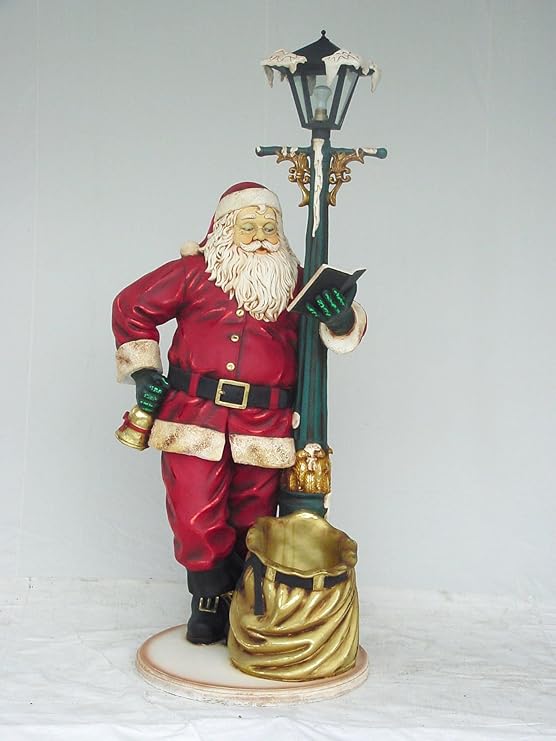 Santa Claus with Lamp Post Christmas Decor Life Size 7FT: Amazon.co.uk ...