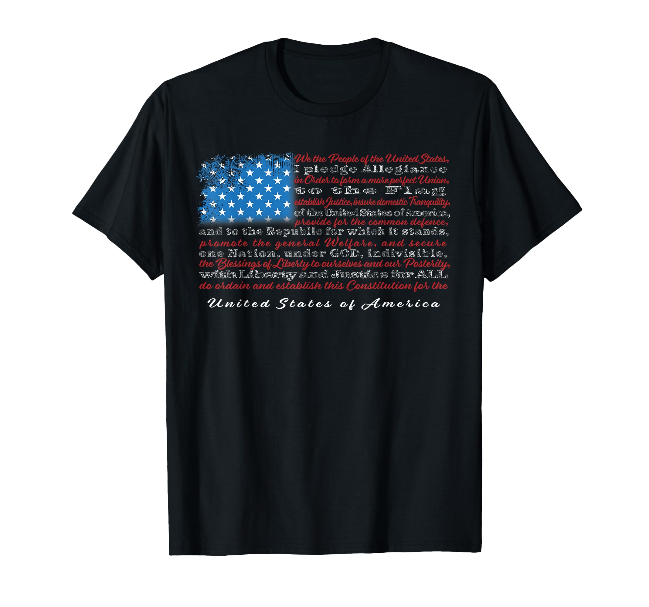 US Flag with Constitution Preamble and Pledge of Allegiance T-Shirt for ...