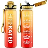 Amazon.com: QLUR Water Bottle with Straw, 32 oz Motivational Water Bottles with Time Marker to ...