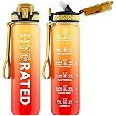 Amazon.com: QLUR Water Bottle with Straw, 32 oz Motivational Water Bottles with Time Marker to ...