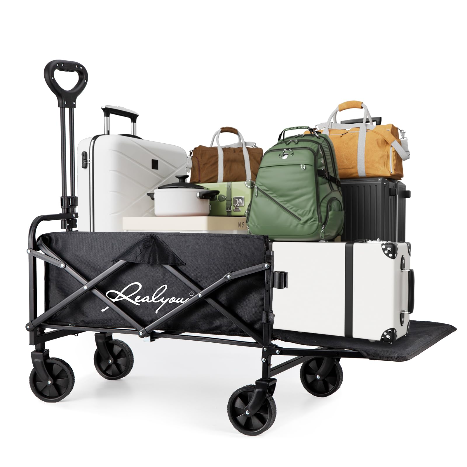 Collapsible Wagon Cart Foldable with All-Terrain Wheels, Foldable Wagon ...