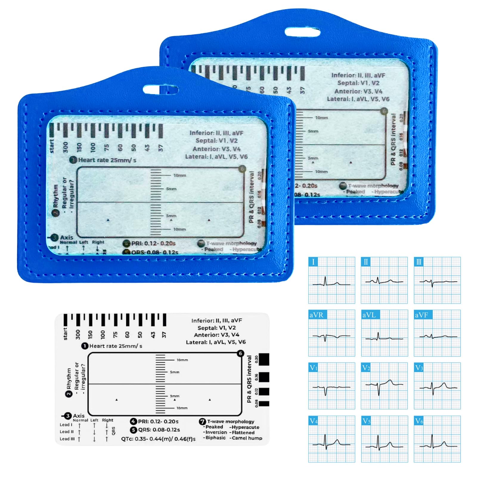 2PCS ECG 7-Step Ruler, Transparent Portable ECG/EKG Interpretation Tool ...