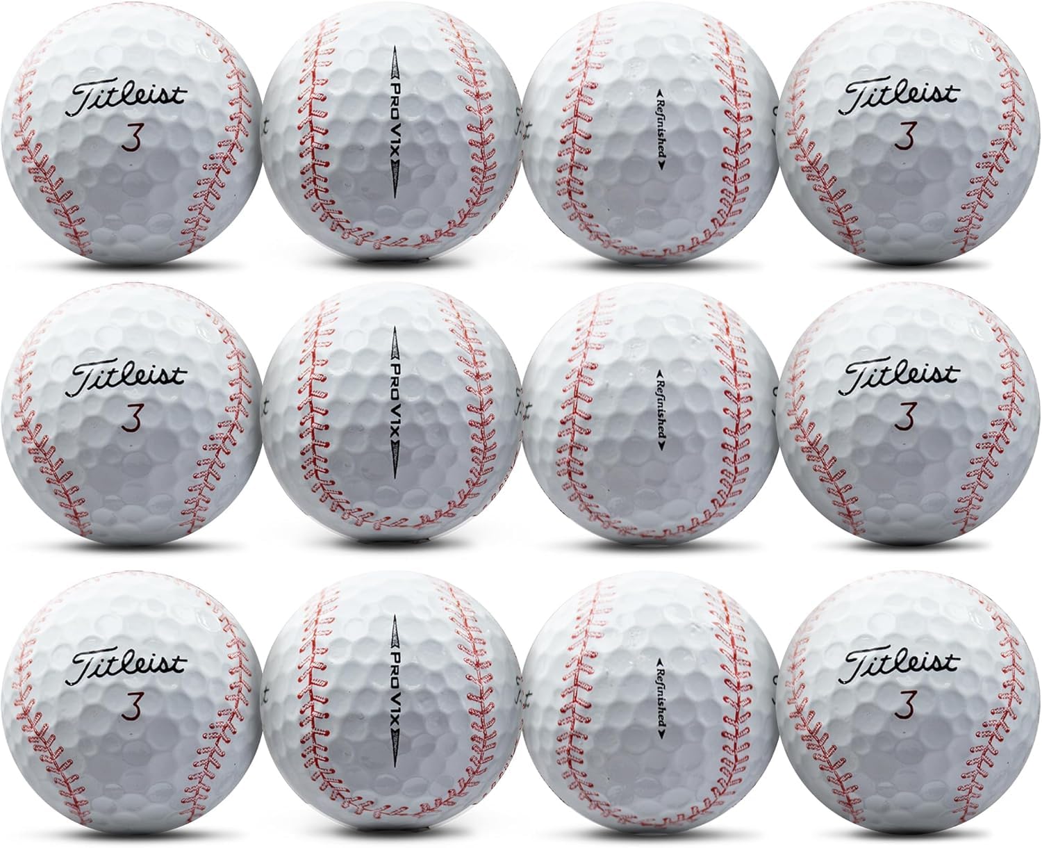 Baseball ProV1X Certified Refinished Golf Balls by GBM Golf (1 Dozen ...