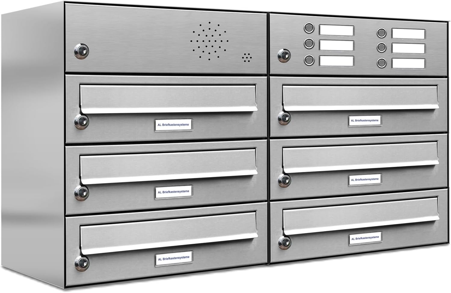 AL Briefkastensysteme 6er Briefkastenanlage mit Klingel, V2A Edelstahl ...