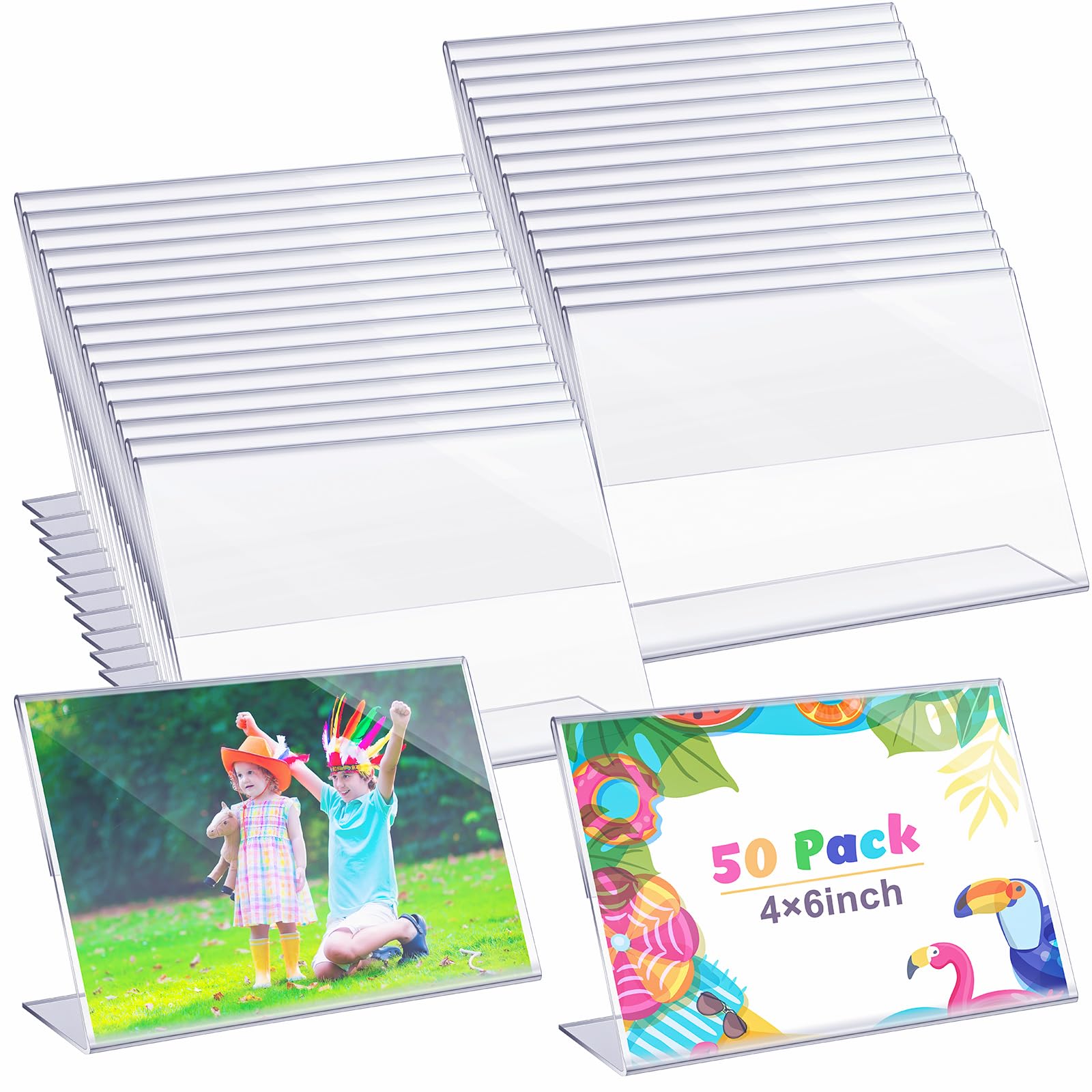 Soaoo 50 Pcs Acrylic Picture Frames Bulk 4 x 6 Inch Plastic Sign Holder ...