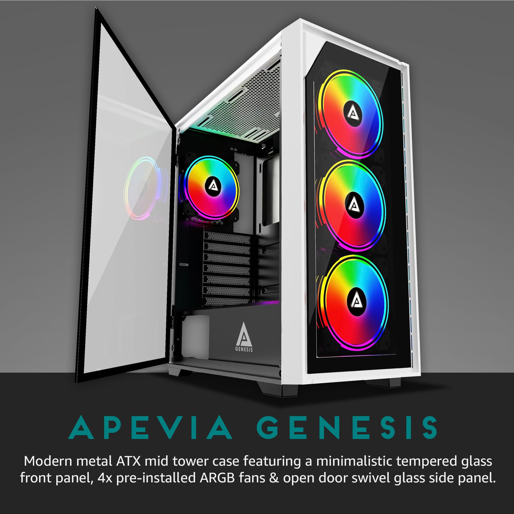 Mua Genesis-WH Mid Tower Gaming Case with 2 x Tempered Glass Panel, Top ...