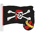 Amazon.com : G128 Pirate Jolly Roger Red Head Scarf Flag | 2x3 Ft ...