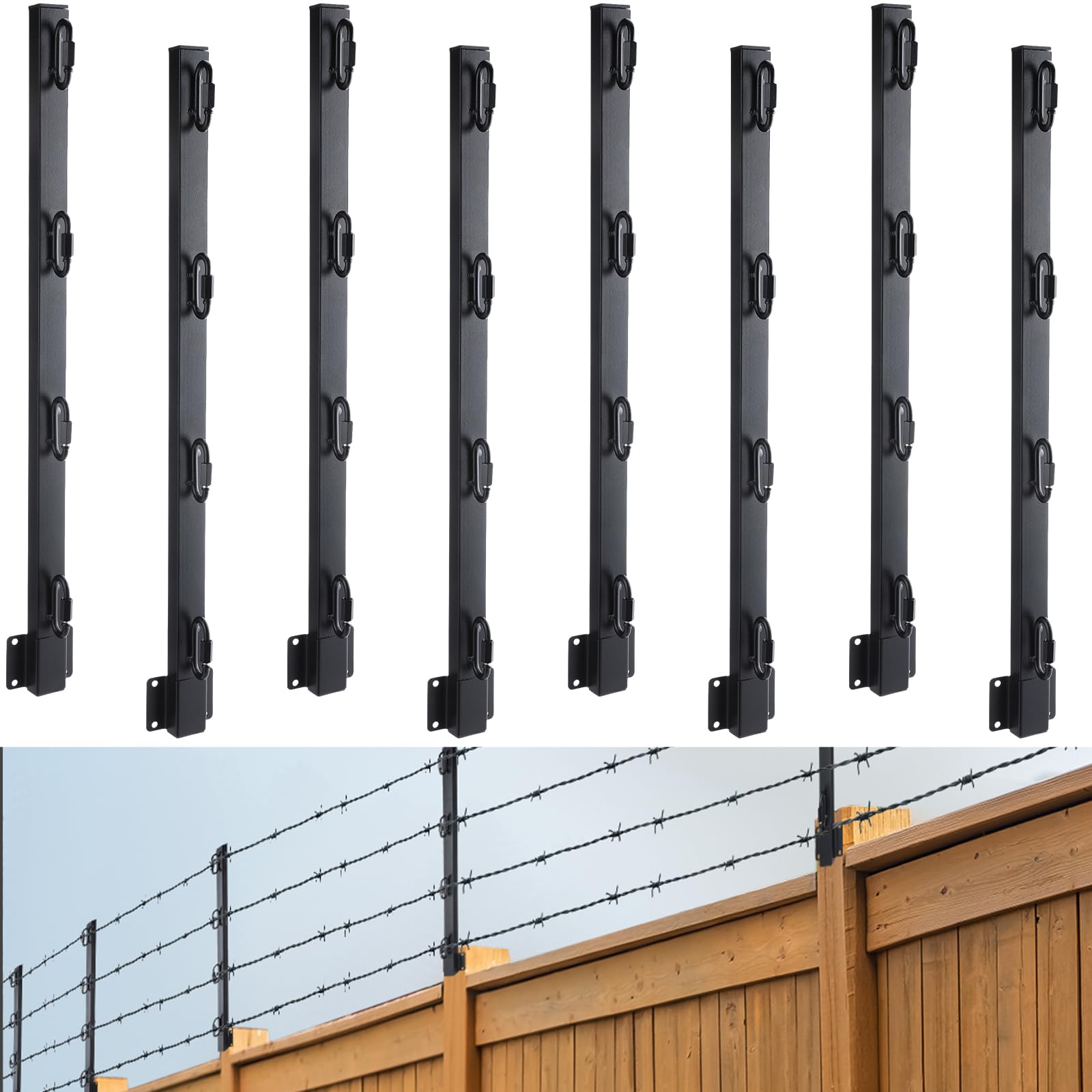 Hicarer 8 Pack 23.6" Wooden Wall Fence Post Extender Fence Barbed Wire ...