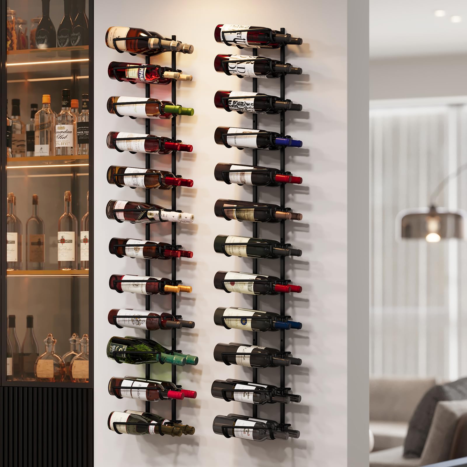 JKsmart 24 Bottles Wall Mounted Wine Rack, Adjustable Height Wine Rack ...