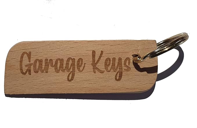 Garage Keys Keyring Gift - Name Key Ring - Engraved Hardwood Keyring ...