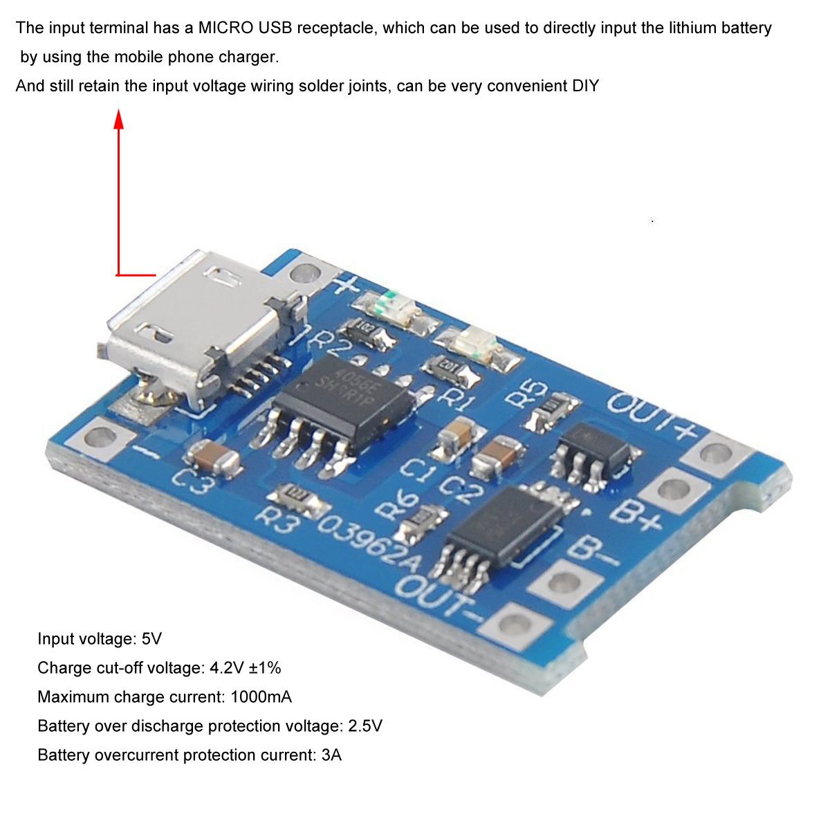 Seamuing 10pcs 186 50 Lithium Battery Charging Module TP4056 Charging ...