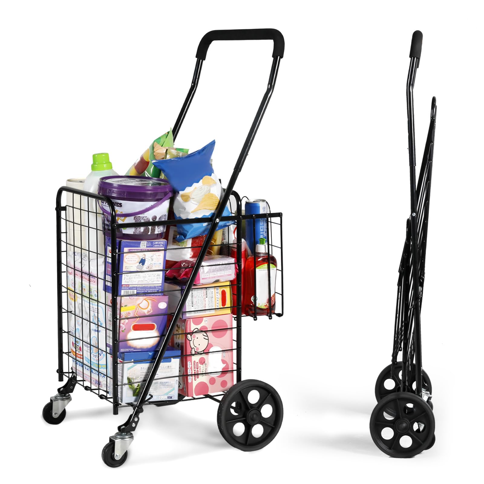 Mua MARSTAR Folding Shopping Cart w/Rolling Swivel Wheels, Utility Cart ...